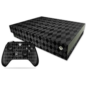 mightyskins skin compatible with microsoft xbox one x - black argyle | protective, durable, and unique vinyl decal wrap cover | easy to apply, remove, and change styles | made in the usa