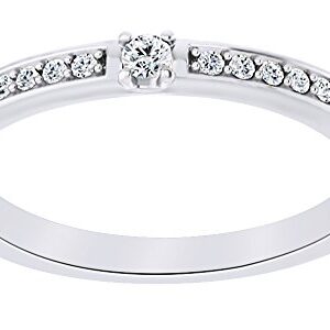 AFFY White Natural Diamond Engagement Wedding Band Ring in 14K Solid White Gold (0.25 Cttw), Ring Size-8