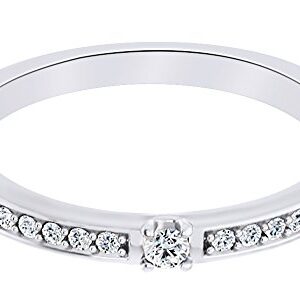 AFFY White Natural Diamond Engagement Wedding Band Ring in 14K Solid White Gold (0.25 Cttw), Ring Size-8