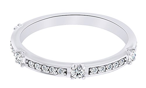 AFFY White Natural Diamond Engagement Wedding Band Ring in 14K Solid White Gold (0.25 Cttw), Ring Size-8