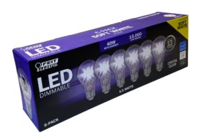 feit electric led dimmable 40w / 5.5w soft white crystal clear energy efficient 6-pack