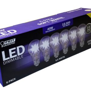 Feit Electric Led Dimmable 40W / 5.5W Soft White Crystal Clear Energy Efficient 6-Pack