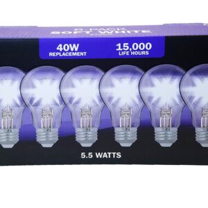 Feit Electric Led Dimmable 40W / 5.5W Soft White Crystal Clear Energy Efficient 6-Pack