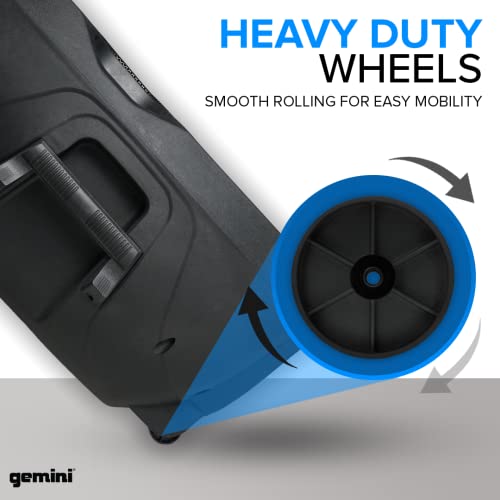 Gemini Sound Bluetooth Dual Active/Passive 15" Inch Woofer 2000W Watts Speaker PA System, XLR Input/Output, 1/4" Inch Mic, RCA/AUX Inputs, USB SD Card, Mixer Stands Cables Microphone Set Bundle