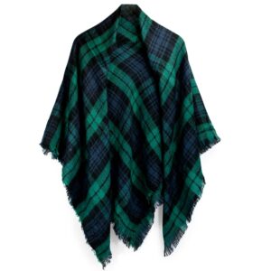 oct17 plaid scarfs for women pashmina tartan wrap large warm blanket soft shawl checked winter fall scarfs scarves for woman - green