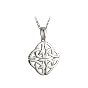 biddy murphy celtic knot necklace 925 sterling silver, fine irish pendant jewelry for women, imported from ireland, 18" inch length, 7/8" wide and 1 1/4" tall