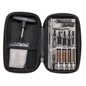 tipton compact pistol cleaning kit for 9mm, 10mm, .22, .357, .38, .40 and .45 caliber handguns with storage case