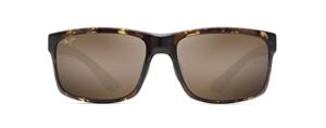 maui jim pokowai arch w/patented polarizedplus2 lenses rectangular sunglasses pure collection polarized, olive tortoise/hcl bronze, medium