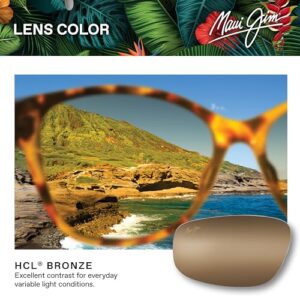 Maui Jim Pokowai Arch W/Patented Polarizedplus2 Lenses Rectangular Sunglasses Pure Collection Polarized, Olive Tortoise/HCL Bronze, Medium