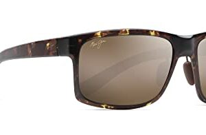 Maui Jim Pokowai Arch W/Patented Polarizedplus2 Lenses Rectangular Sunglasses Pure Collection Polarized, Olive Tortoise/HCL Bronze, Medium