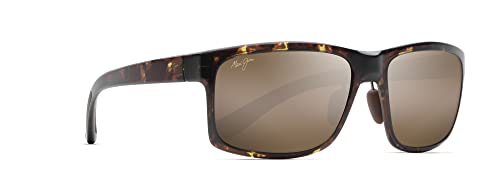 Maui Jim Pokowai Arch W/Patented Polarizedplus2 Lenses Rectangular Sunglasses Pure Collection Polarized, Olive Tortoise/HCL Bronze, Medium