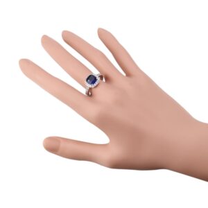 Impression Collection Square Sapphire Rings Wedding Party Statement CZ Cocktails Gold Plated Classic Fashion Size 5-10 (Blue, 7)