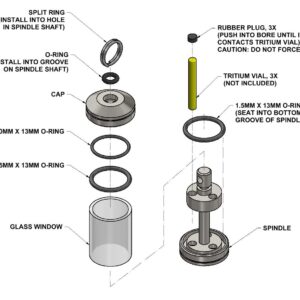 TEC-T323-3W Isotope Reactor Fob - Titanium Tritium Lantern - Accepts 3mm x 23mm Tritium Vials - Camping Accessories - Gifts for Men - Glow in the Dark Keychain Accessories - Survival Gear - Cool Stuff