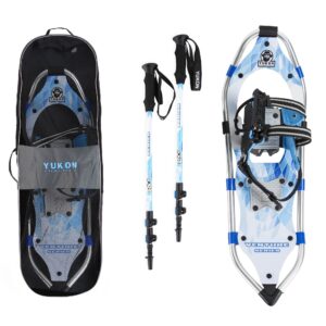 Yukon Charlie's Advanced 8 x 21 Inch Women's Snowshoe Kit for Winter Hiking and Backpacking with 2 Poles and Travel Bag, 150 Pound Capacity