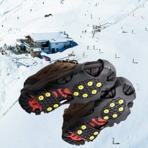 Ice Cleats,Pro Traction Cleats for Ice and Snow–Quickly and Easily Grips Over Footwear – Portable–Boot Traction Cleat Rubber Spikes Anti Slip Crampons Slip-on Stretch Footwear (10 Nail Shoe Cover, M)