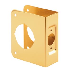 prime-line mp9453 brass single bore hole lock and door reinforcement plate for 1-3/8 in. thick doors, brass finish (single pack)