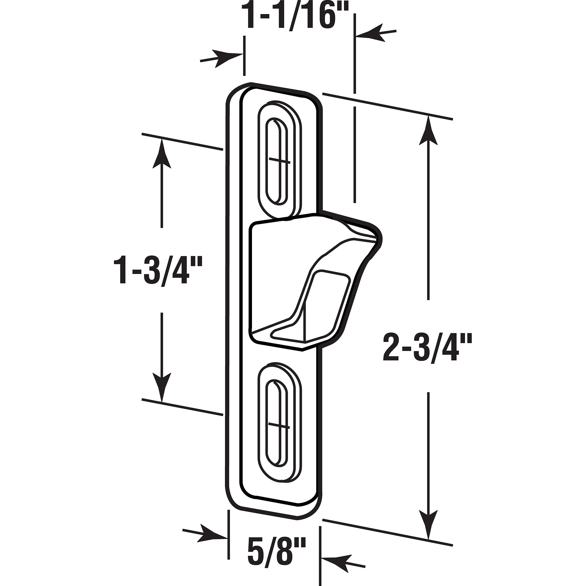 Prime-Line MP2082 Sliding Door 1/2 In. Wide Keeper with Chrome Plated Diecast, 2 Count (Pack of 1)