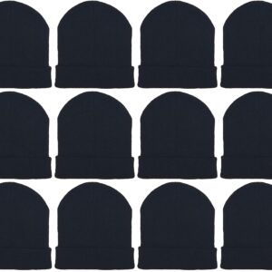 12 Pack Winter Beanie Hats for Men Women, Warm Cozy Knitted Cuffed Skull Cap, Wholesale