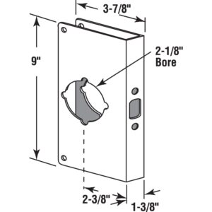 Prime-Line MP9450 Lock and Door Reinforcer, 1-3/4 In. x 2-3/8 In., Stainless Steel, Natural Finish (Single Pack)