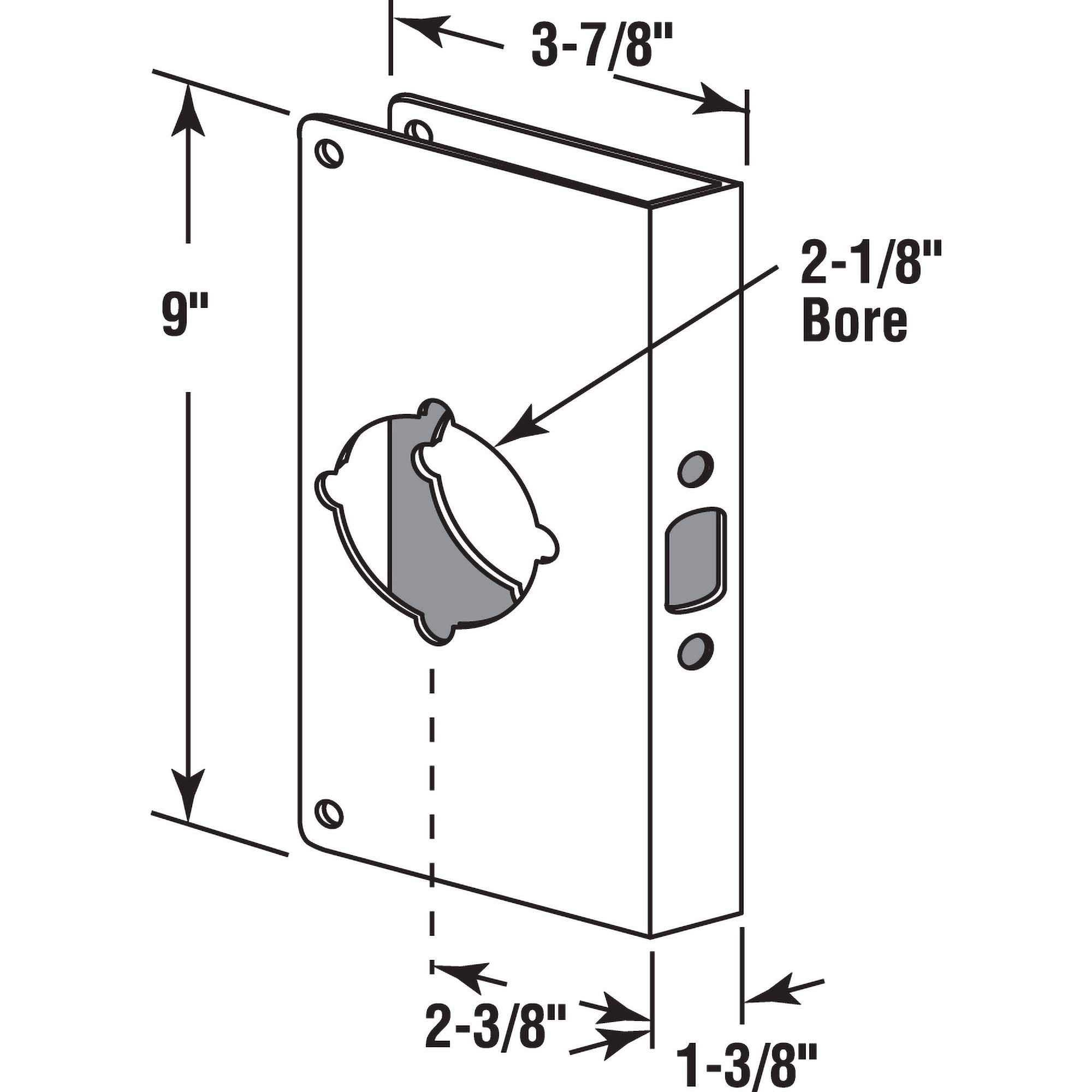 Prime-Line MP9450 Lock and Door Reinforcer, 1-3/4 In. x 2-3/8 In., Stainless Steel, Natural Finish (Single Pack)