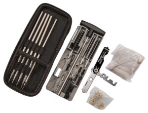 wheeler compact tactical rifle cleaning kit with compact storage case for .22 to .30 caliber firearms and maintenance