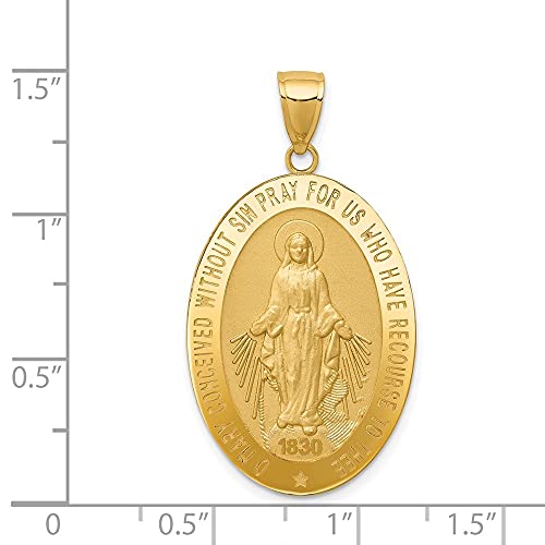 Diamond2Deal 14k Yellow Gold Miraculous Medal Pendant Fine Jewelry for Women (L- 38 mm W- 20.5 mm)