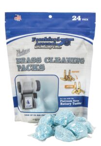 frankford arsenal instaclean brass cleaning packs with 24 count and resealable bag for convenient reloading transport and storage, compatiable with rotary tumbler