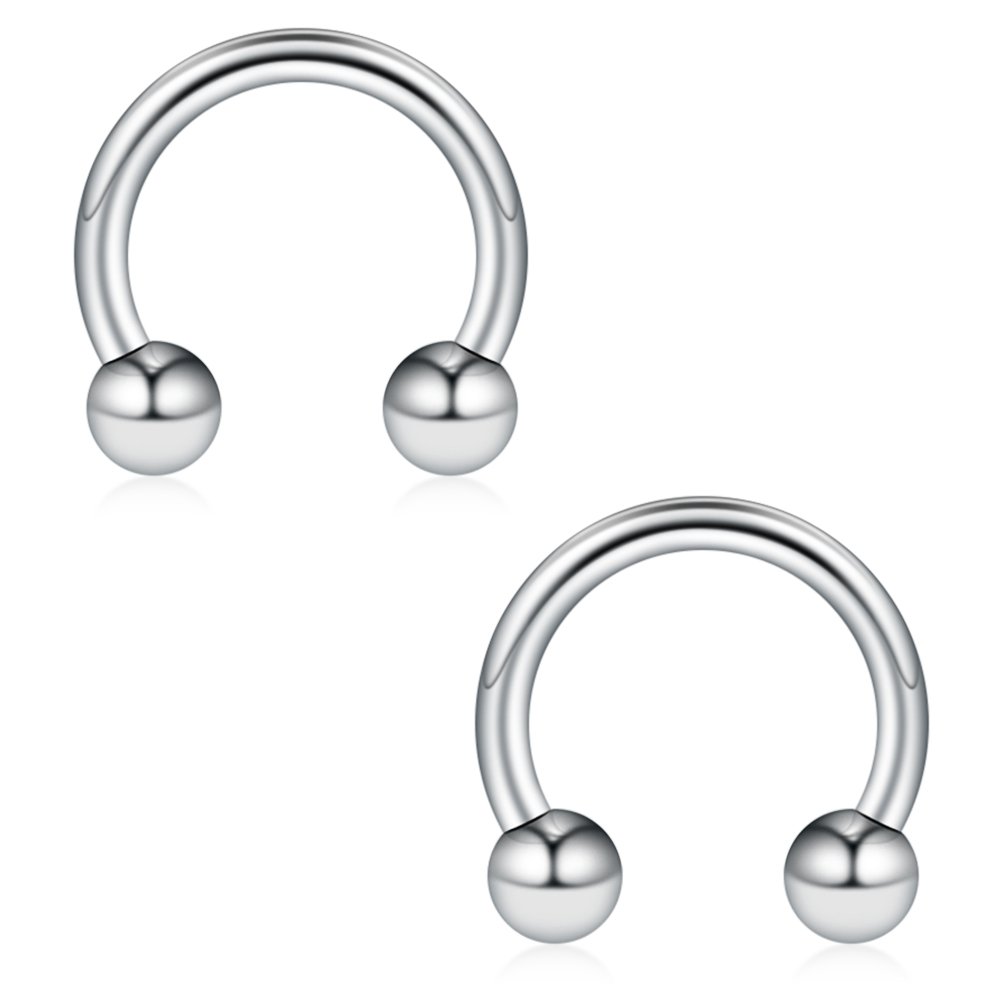 Ruifan 316L Surgical Steel U-Shaped & Horseshoe Nose Septum Hanger Retainer Nose Hoop Cartilage Tragus Rings 14g 6PCS - Silver