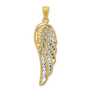 diamond2deal 14k yellow gold two level angel wing pendant for women