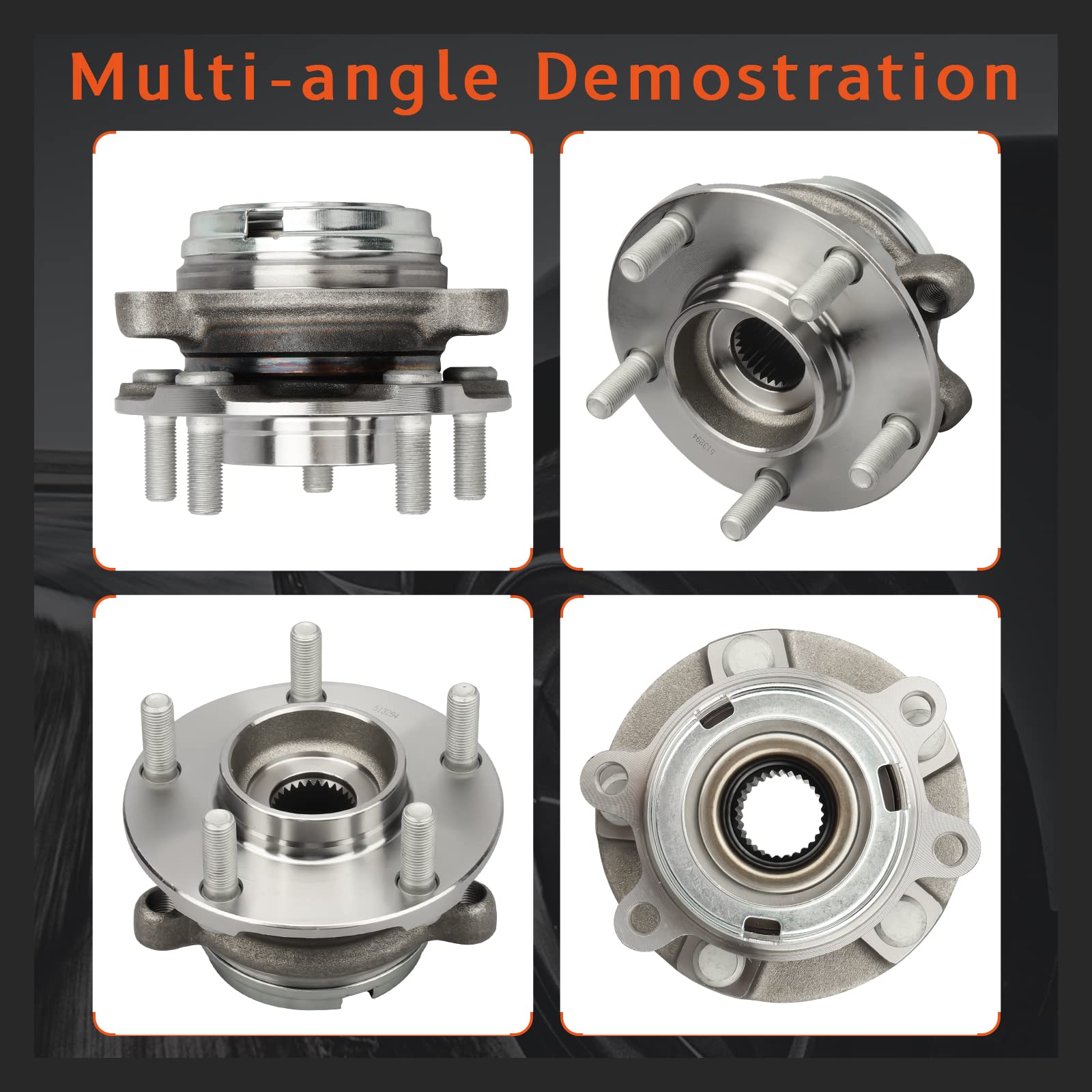 (Pair) DRIVESTAR 513294 Front Left/Right Wheel Hub and Bearing Assembly for Nissan Altima 2007 2008 2009 2010 2011 2012 (2.5L 4-Cylinder Models Only), 5Lugs with Encoder ABS