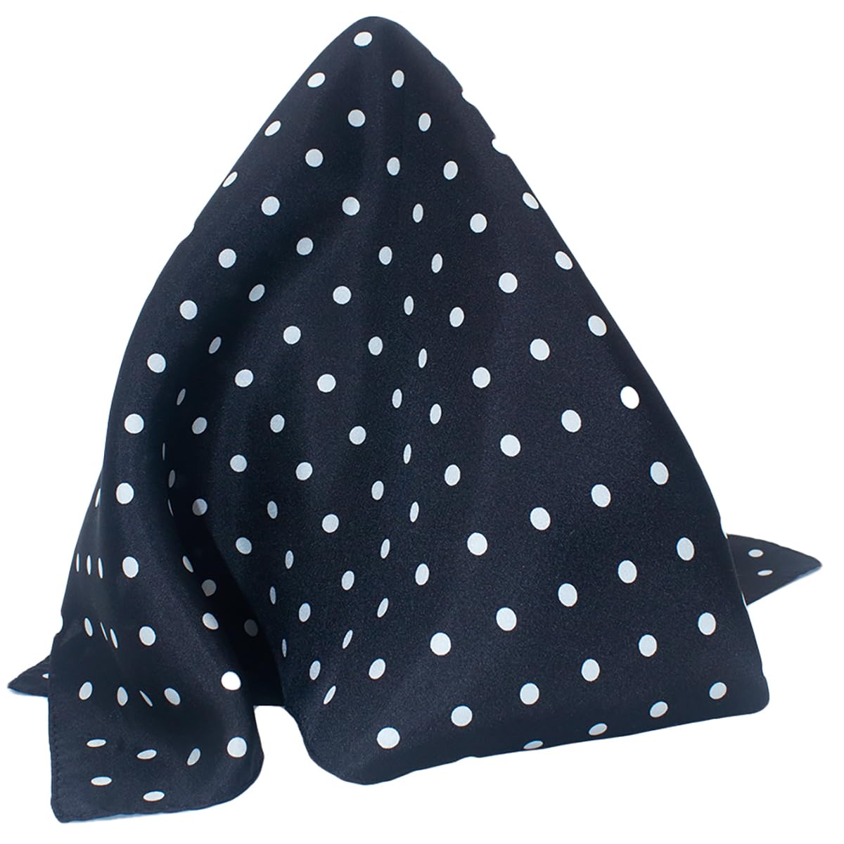 Royal Silk Polka Dot Pocket Square - 17" Handkerchief - 12mm Silk Twill - Black