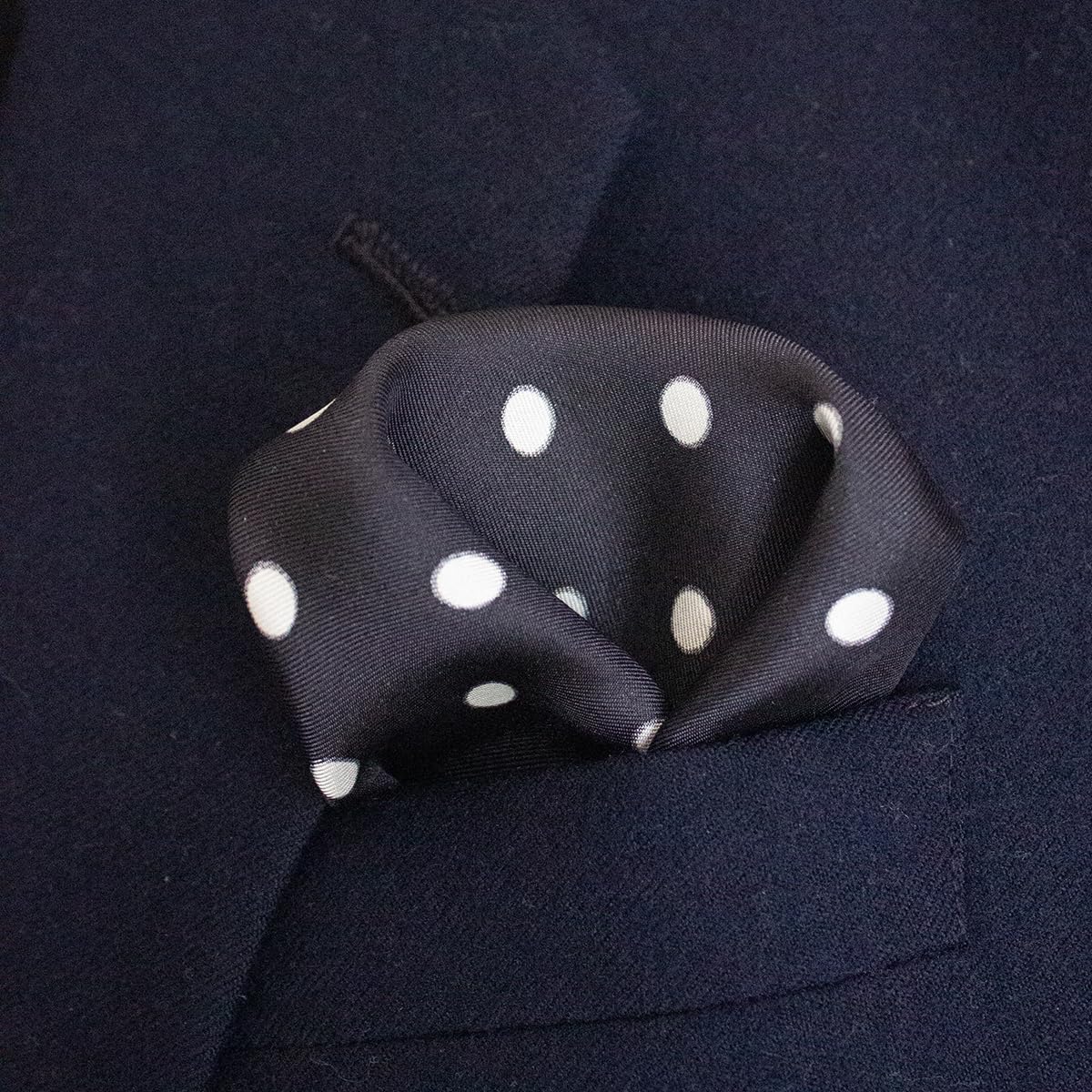 Royal Silk Polka Dot Pocket Square - 17" Handkerchief - 12mm Silk Twill - Black