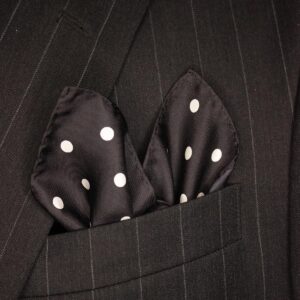 Royal Silk Polka Dot Pocket Square - 17" Handkerchief - 12mm Silk Twill - Black