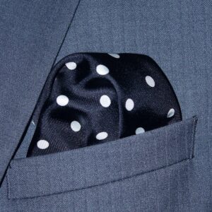 Royal Silk Polka Dot Pocket Square - 17" Handkerchief - 12mm Silk Twill - Black