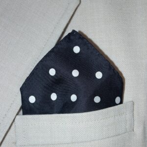 Royal Silk Polka Dot Pocket Square - 17" Handkerchief - 12mm Silk Twill - Black