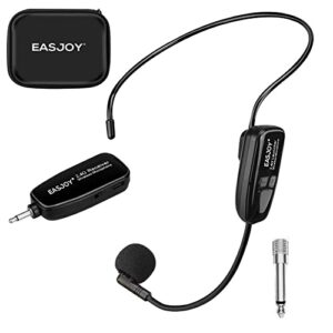 easjoy wireless microphone headset, 2.4g wireless mic headset and handheld 2 in 1 mics, 160 ft range for voice amplifier, pa system, teacher, tour guides, fitness （not supported phone/mac/laptop