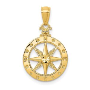 diamond2deal 14k yellow gold polished compass pendant for women