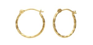 14k yellow gold twisted round hoop earrings (12mm)……