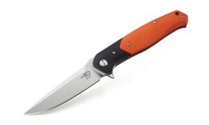 bestech knife bg03c folder 3.8 in plain and orange g10handle hunting-folding-knives, black