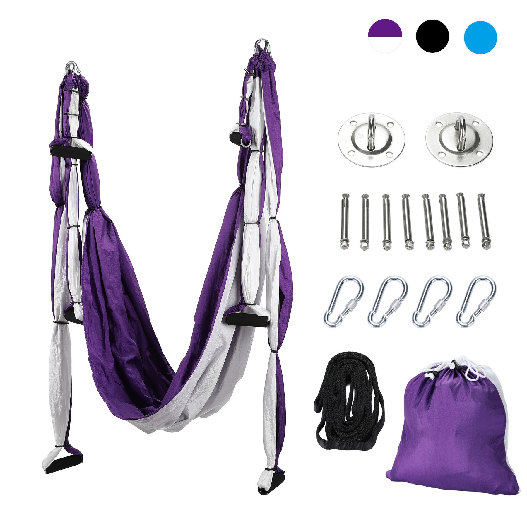 ZELUS Aerial Yoga Swing Sling Strong Yoga Hammock Kit Set Trapeze Inversion Equipment Include 2 Extensions Straps and Ceiling Mounting Kit(Purple)