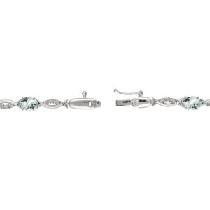 B. BRILLIANT Sterling Silver Aquamarine and White Topaz Oval-Cut Swirl Tennis Bracelet