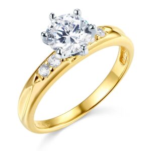 gm fine jewelry 14k yellow gold wedding engagement ring - size 4