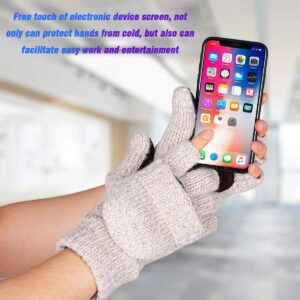 Bodvera Thermal Insulation Fingerless Texting Wool Gloves for Women and Men Winter Warm Knitted Convertible Mittens Flap