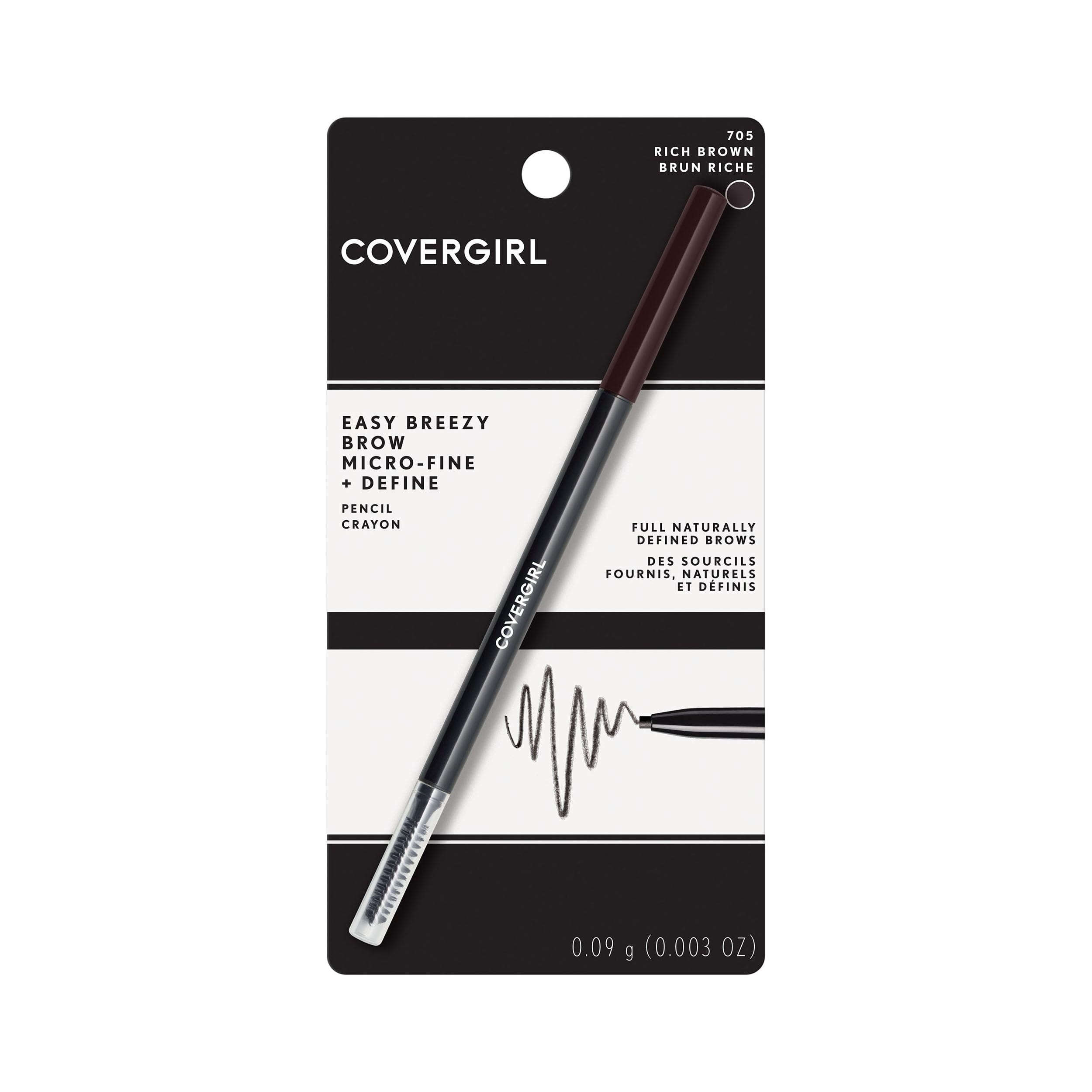 COVERGIRL - Easy Breezy Brow Micro-Fine + Define Pencil, Micro-fine tip, no sharpening required, Built-in spoolie-brush, 100% Cruelty-Free