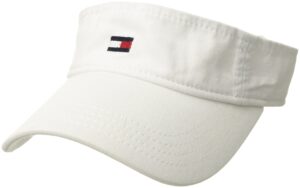 tommy hilfiger dad hat flag solid cotton visor hat, classic white, o/s