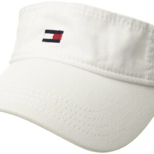 Tommy Hilfiger Dad Hat Flag Solid Cotton Visor Hat, classic white, O/S