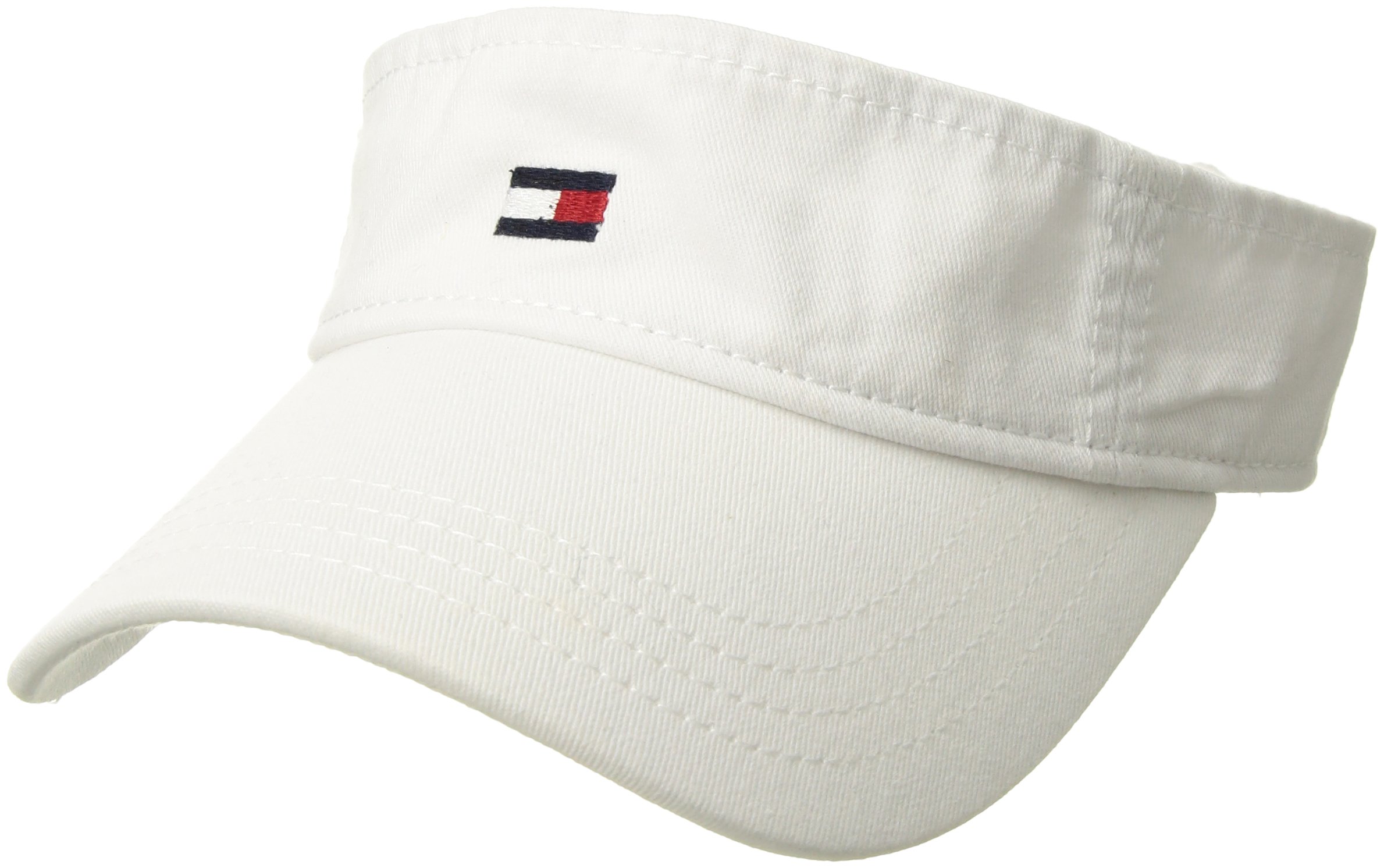 Tommy Hilfiger Dad Hat Flag Solid Cotton Visor Hat, classic white, O/S