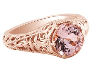 affy 2 cttw simulated pink morganite vintage style solitaire engagement wedding ring in 14k rose gold ring size -13