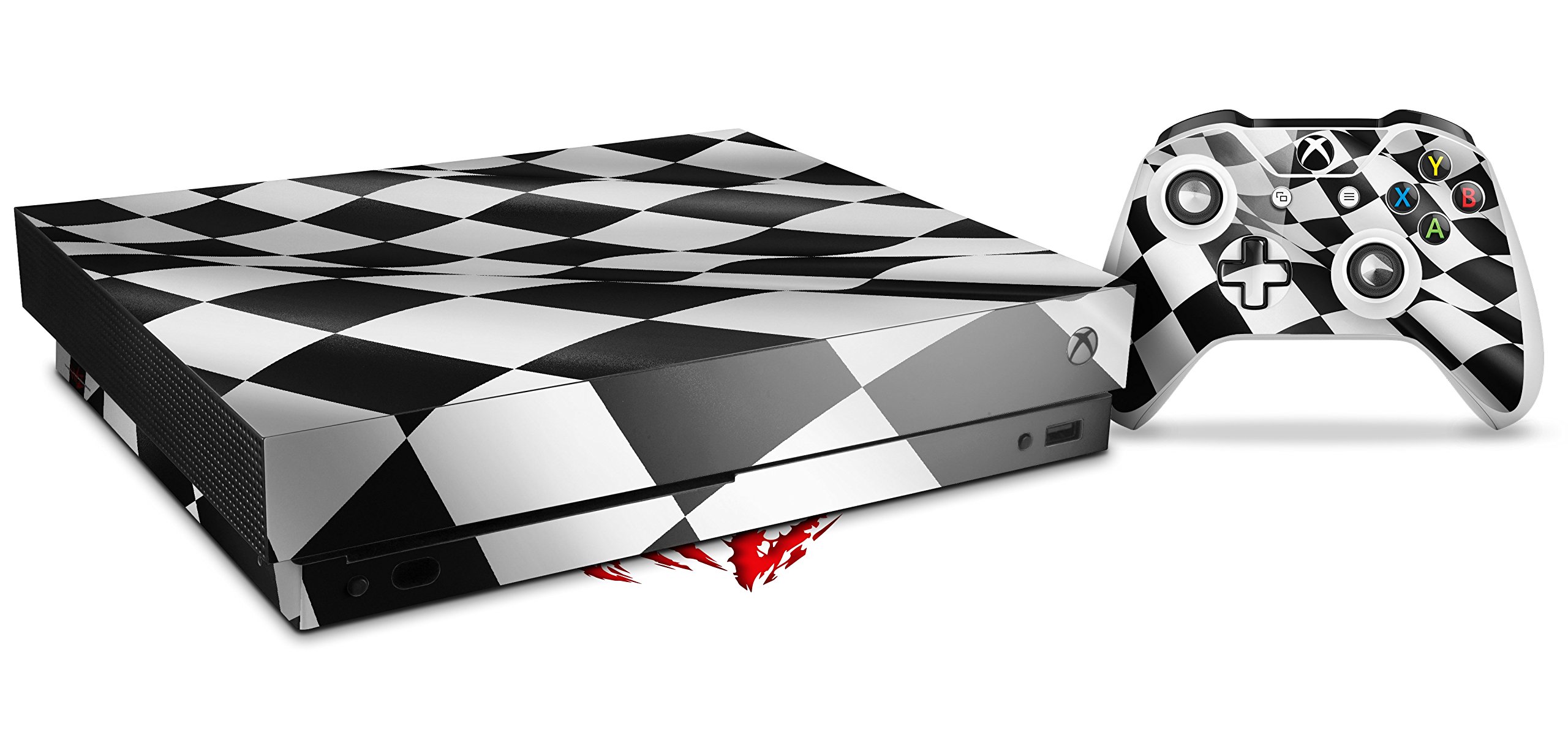 WraptorSkinz Decal Vinyl Skin Wrap Compatible with Xbox One X Console and Controller - Checkered Racing Flag