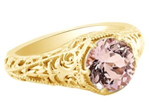 affy 2 cttw simulated pink morganite antique style solitaire engagement wedding ring in 14k yellow gold ring size -8